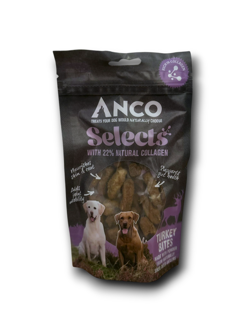 Anco Selects Turkey Bites with Collagen 85g – Chow Paws Dog Treats
