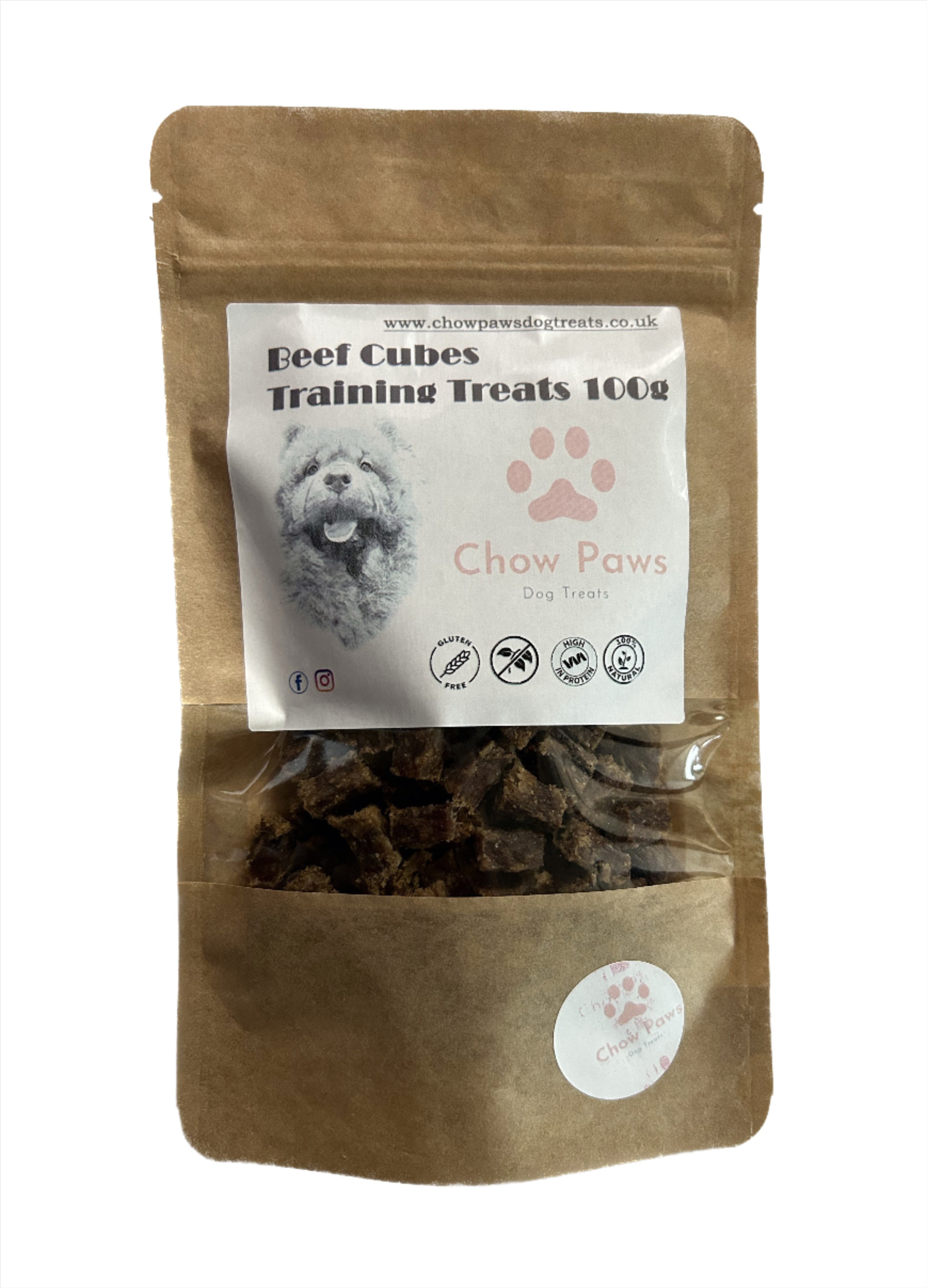 100% Beef Cubes Training Treats 100g – Chow Paws Dog Treats