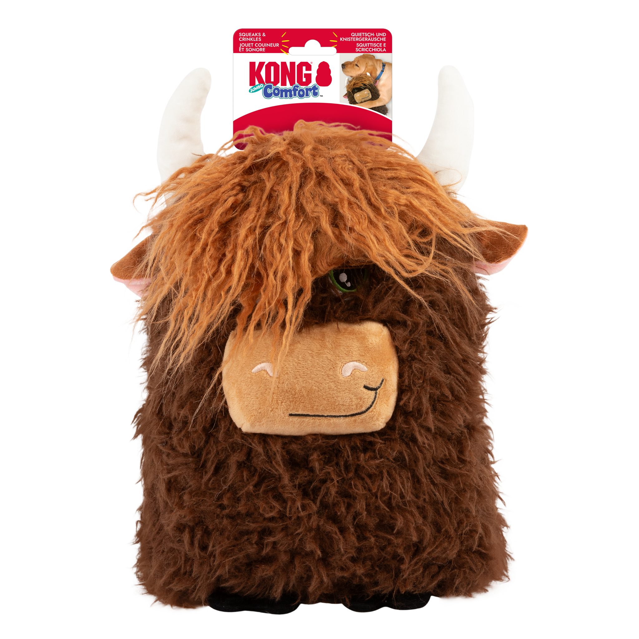 KONG Comfort Jumbo Highland Cow XL – Large Plush Squeaky Dog Toy | Chow ...