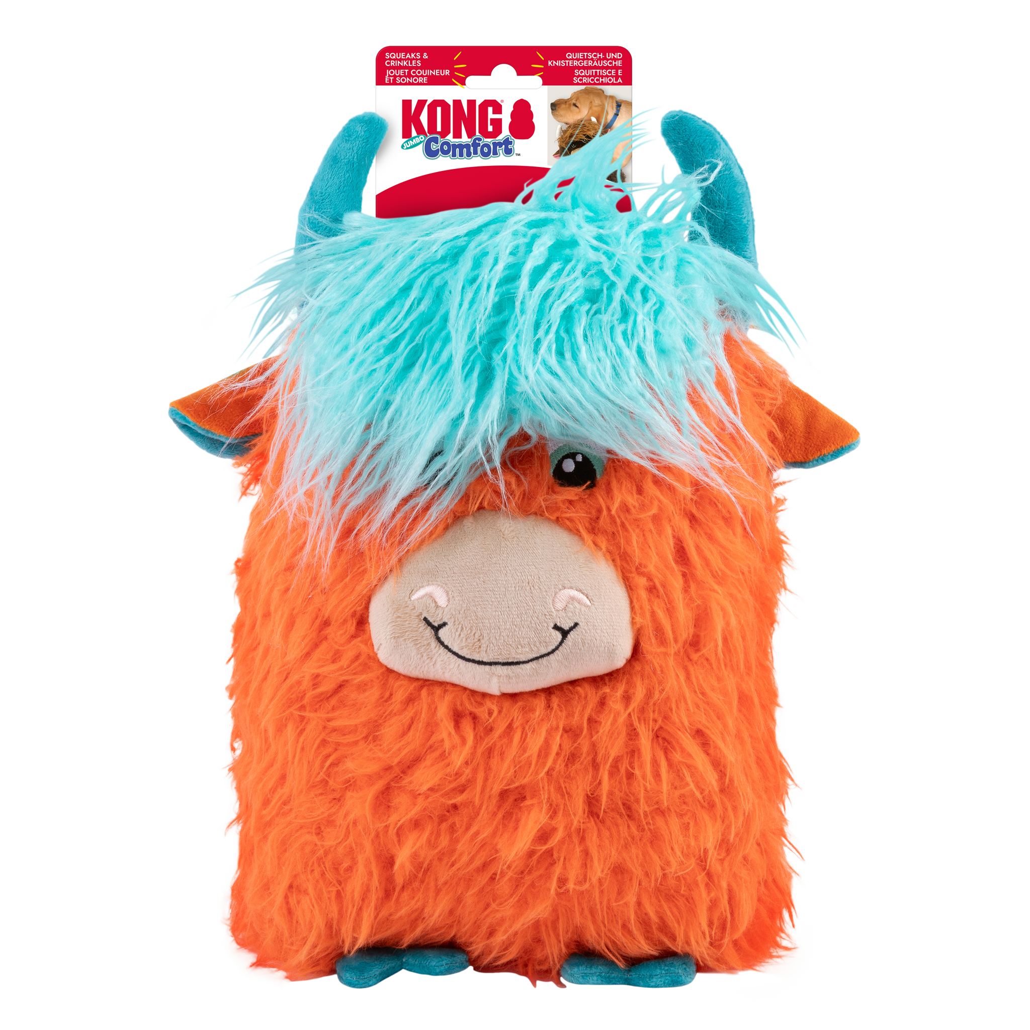 KONG Comfort Jumbo Highland Cow XL – Large Plush Squeaky Dog Toy | Chow ...
