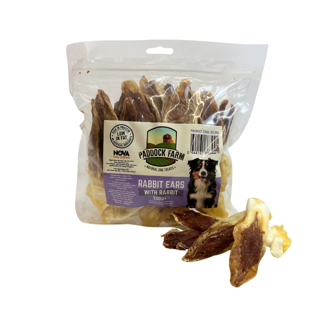 Nova Rabbit Ears with Rabbit 500g – Natural Low Fat Chews | Chow Paws ...